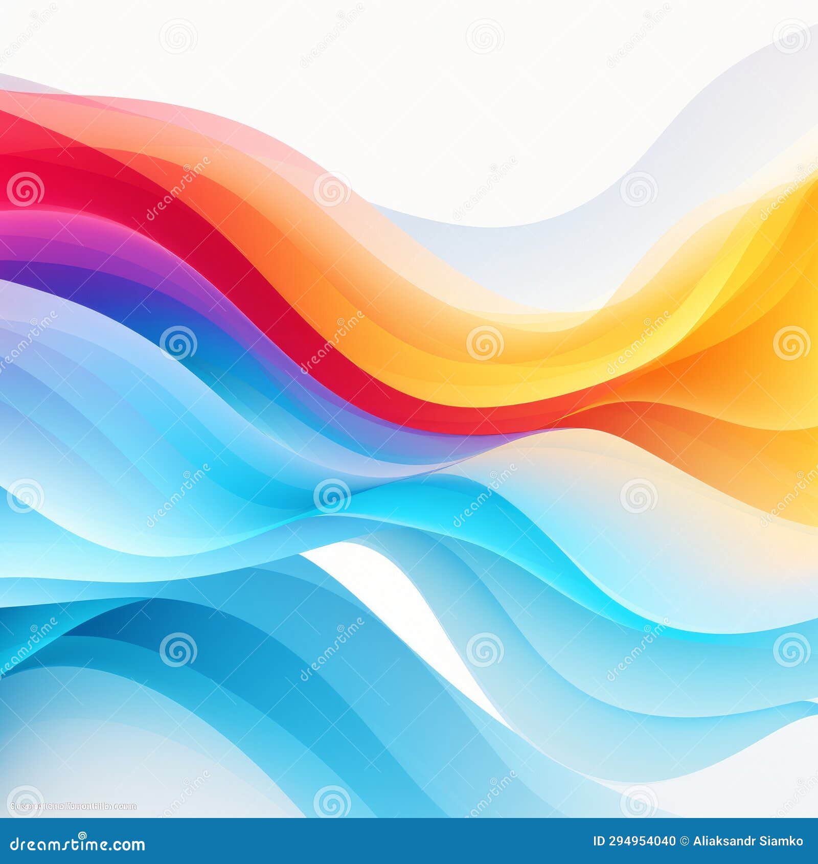 Olas De Colores Sobre Fondo Blanco Stock de ilustración - Ilustración ...