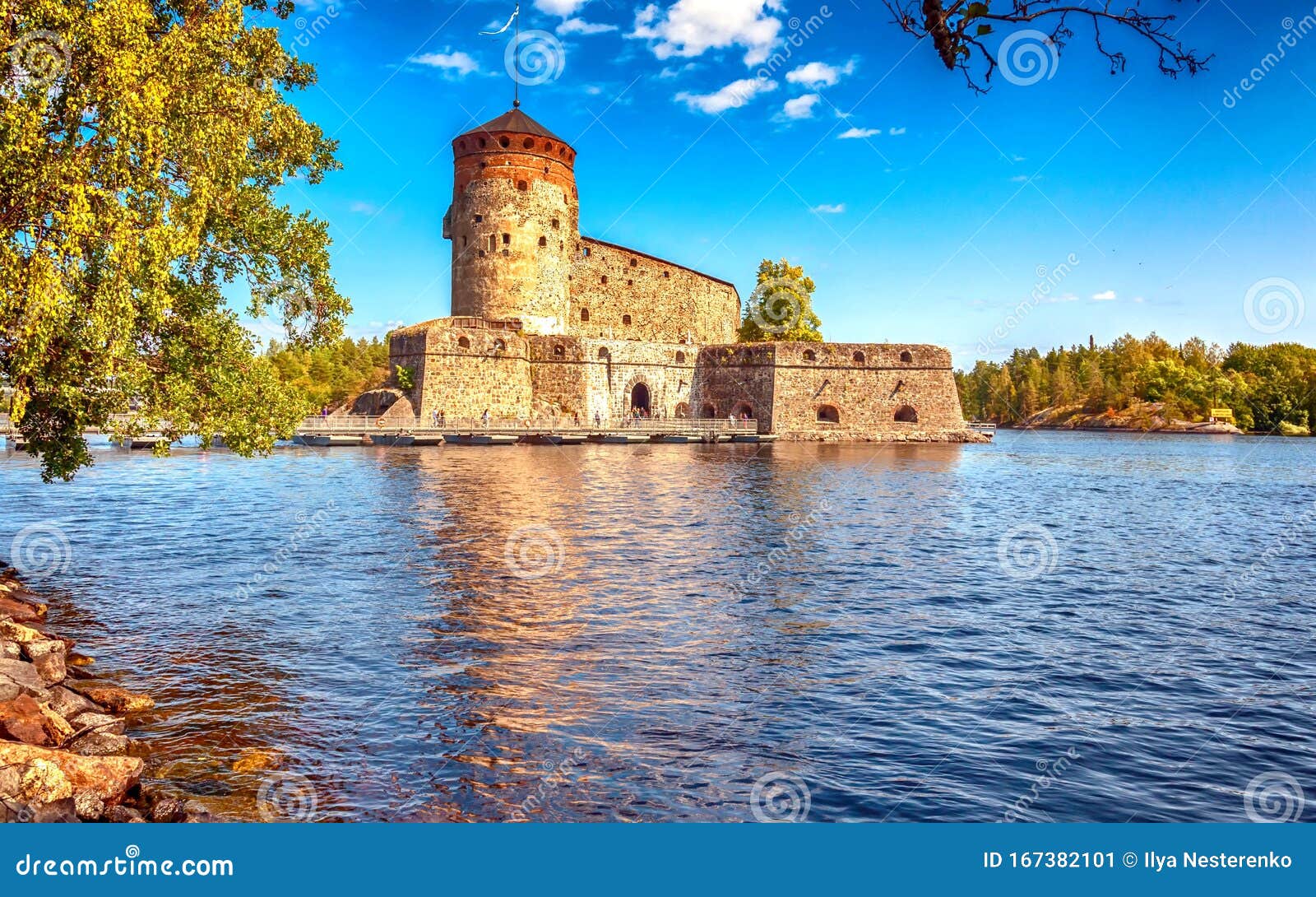 Savonlinna Scenery with Olavinlinna Castle Stock Image - Image of ...