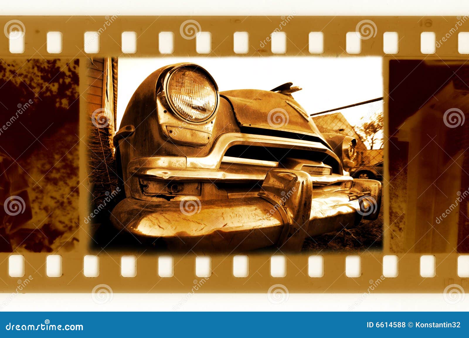 Old 35mm Frame Photo with Usa Retro Car Stock Illustration ...