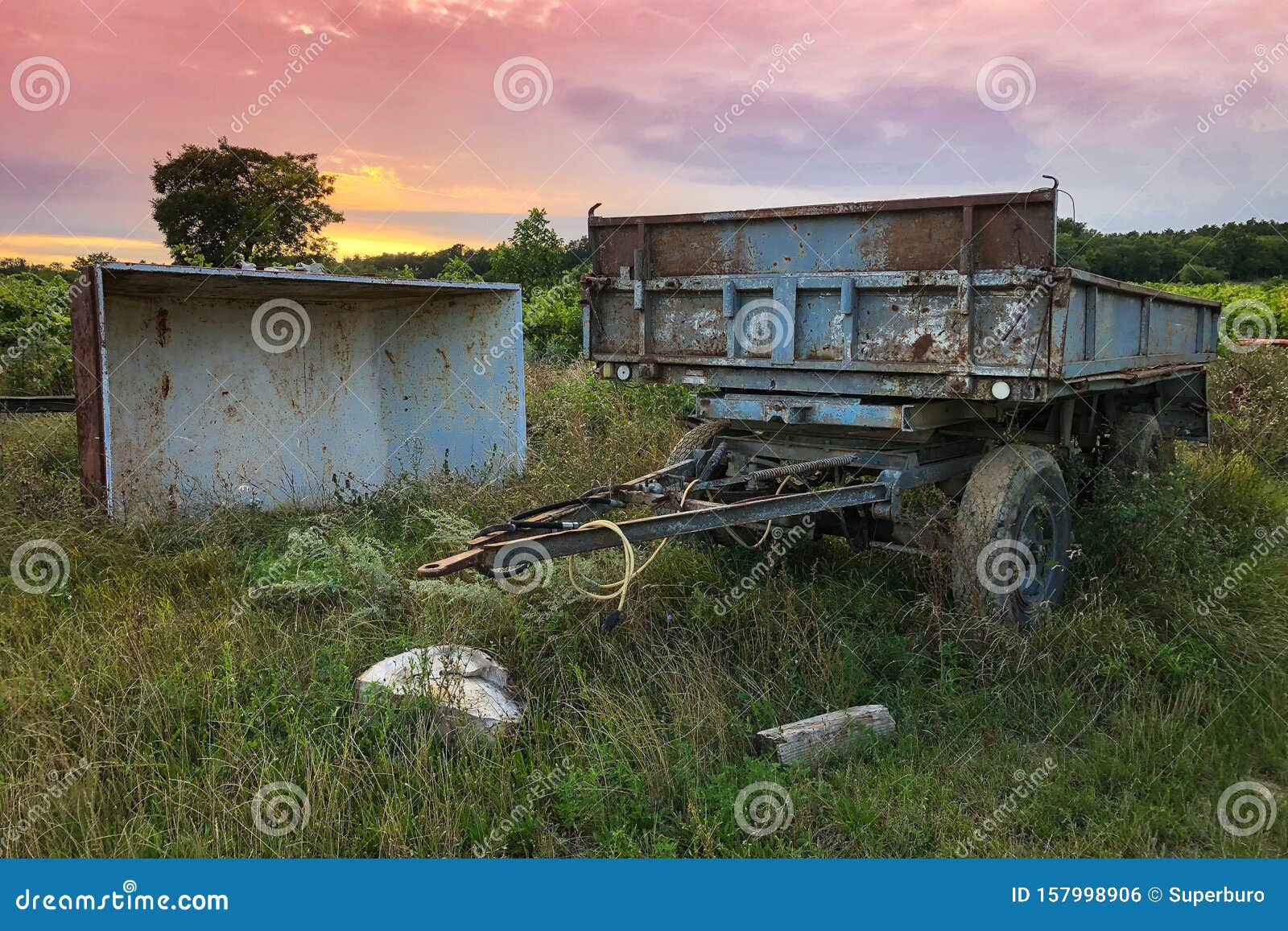 Agricultural Machines Used To Harvest Wheat. Dry Field At The Spanish ...
