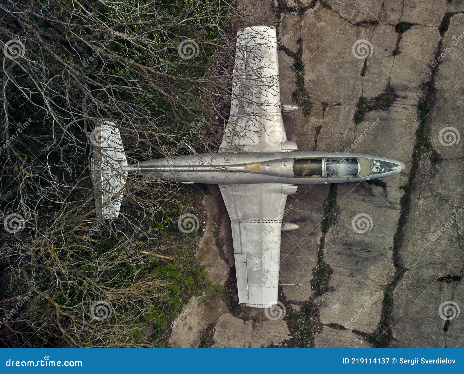 Old Abandoned Airfield with Abandoned Planes. Aerial View Stock Image ...