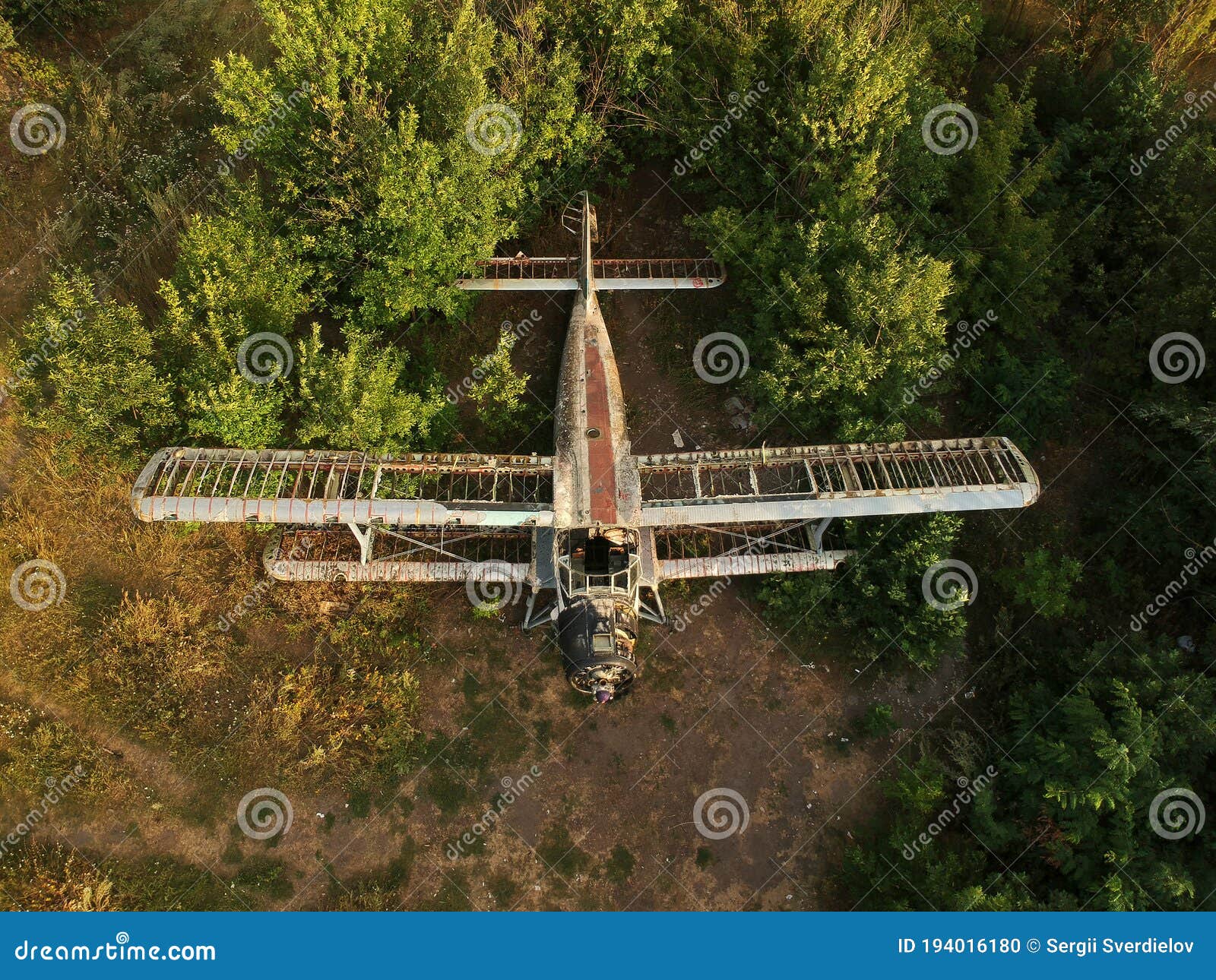 Old Abandoned Airfield with Abandoned Planes. Aerial View Stock Photo ...
