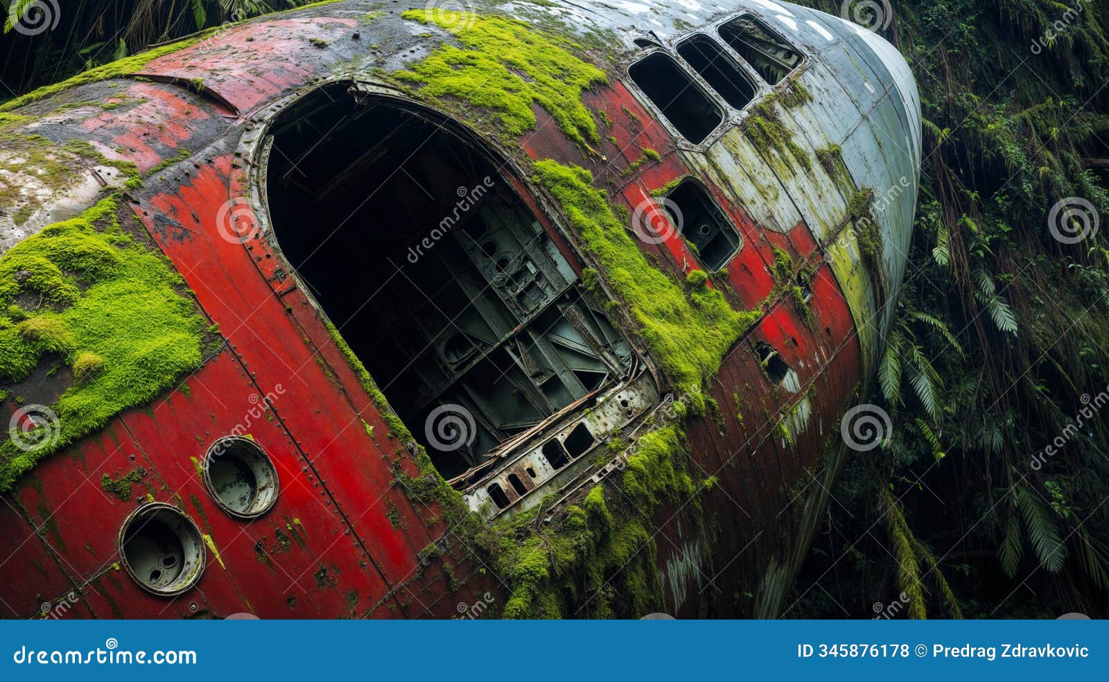Abandoned Airplane In Dilapidated Hangar With Peeling Paint Stock Photo ...