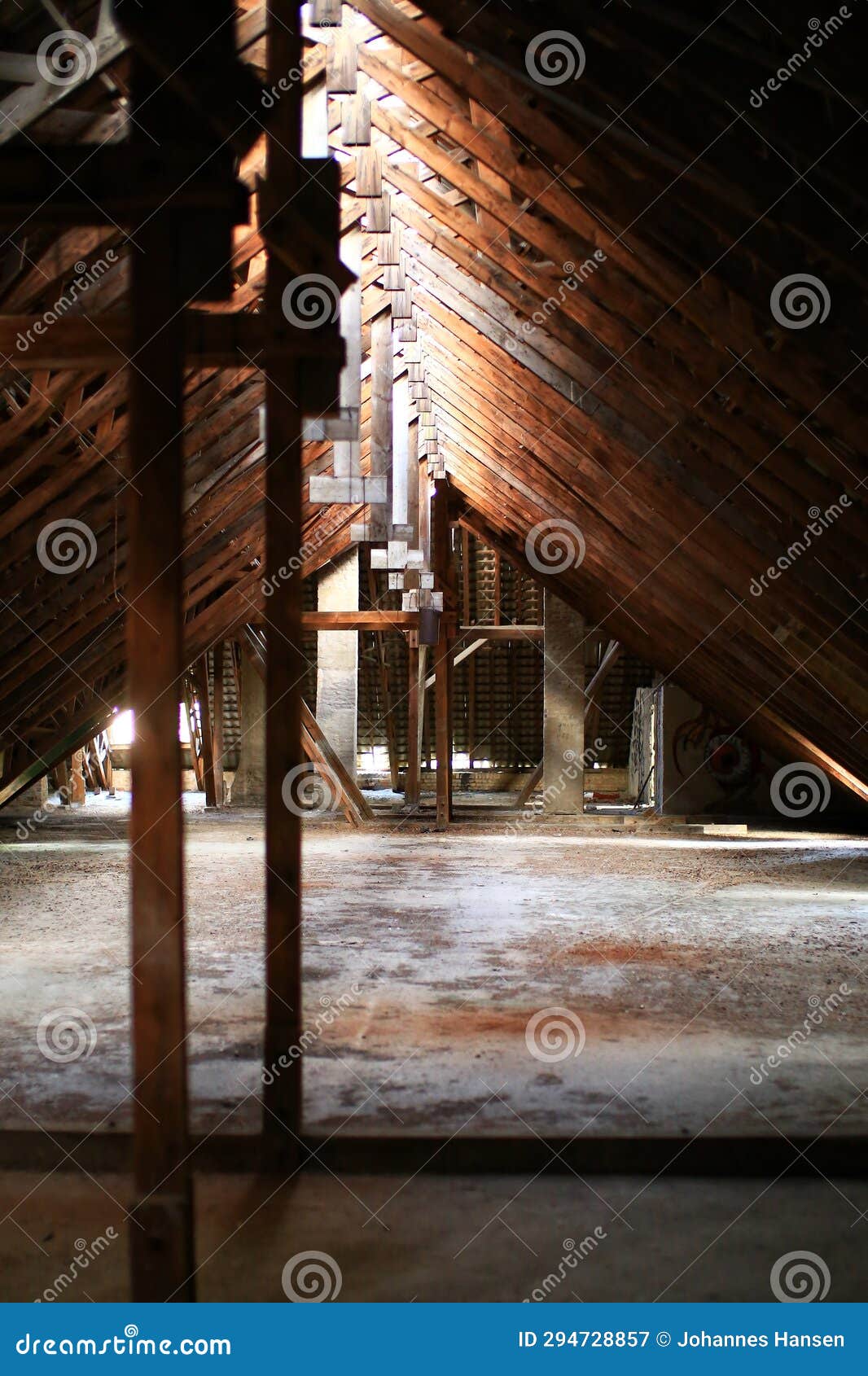 Old and Abandoned Attic of a Big Building Stock Image - Image of empty ...