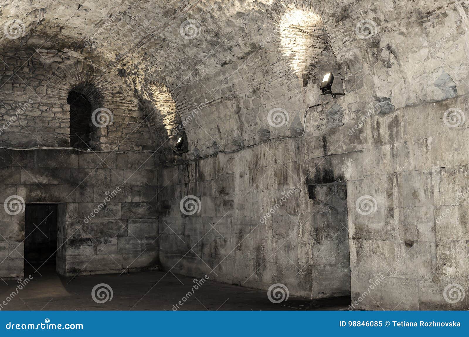 Old Abandoned Basement in the Castle. Stock Image - Image of ...