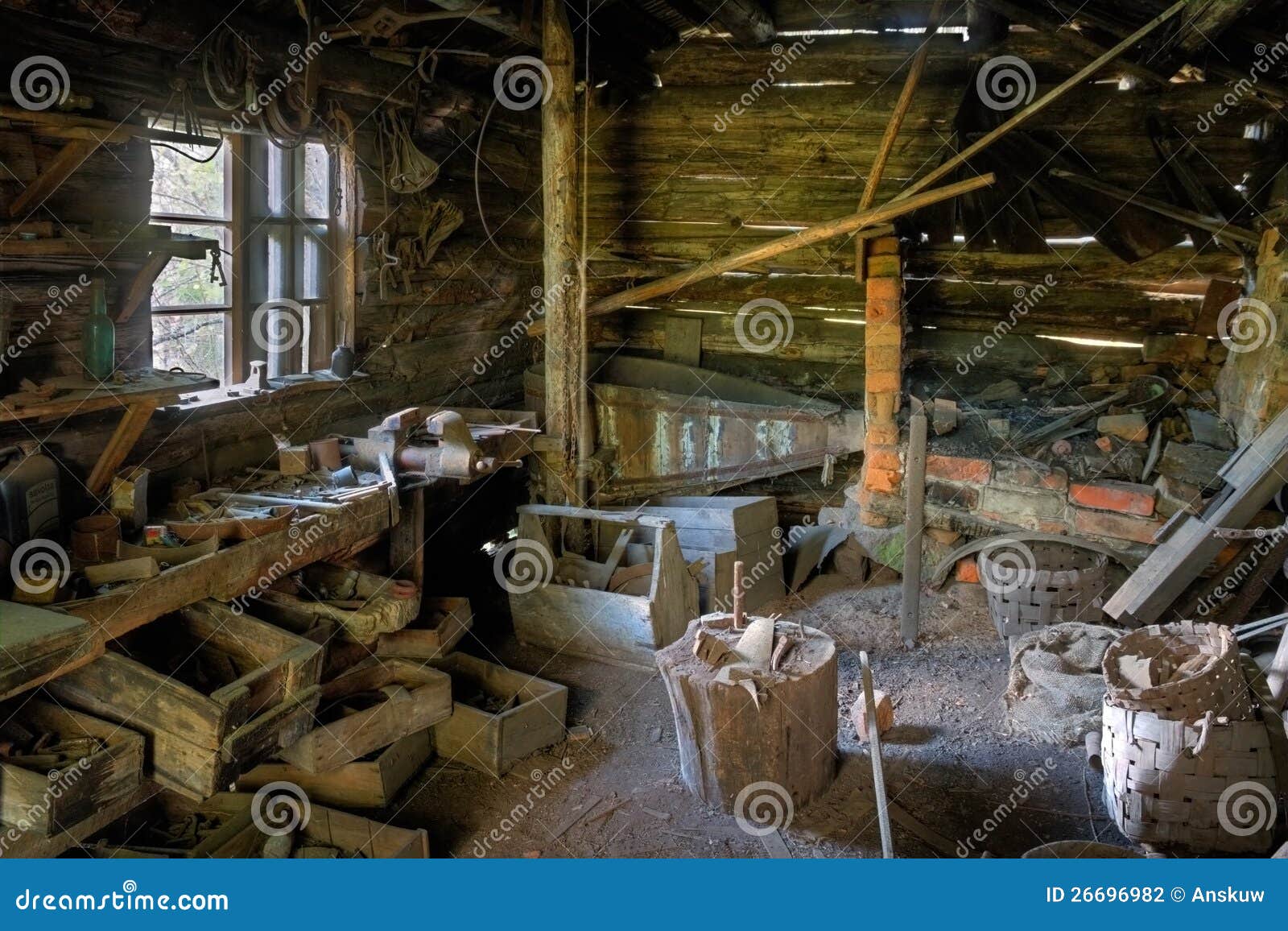 Old Abandoned Blacksmiths Shop Stock Photo - Image of inside, smith ...