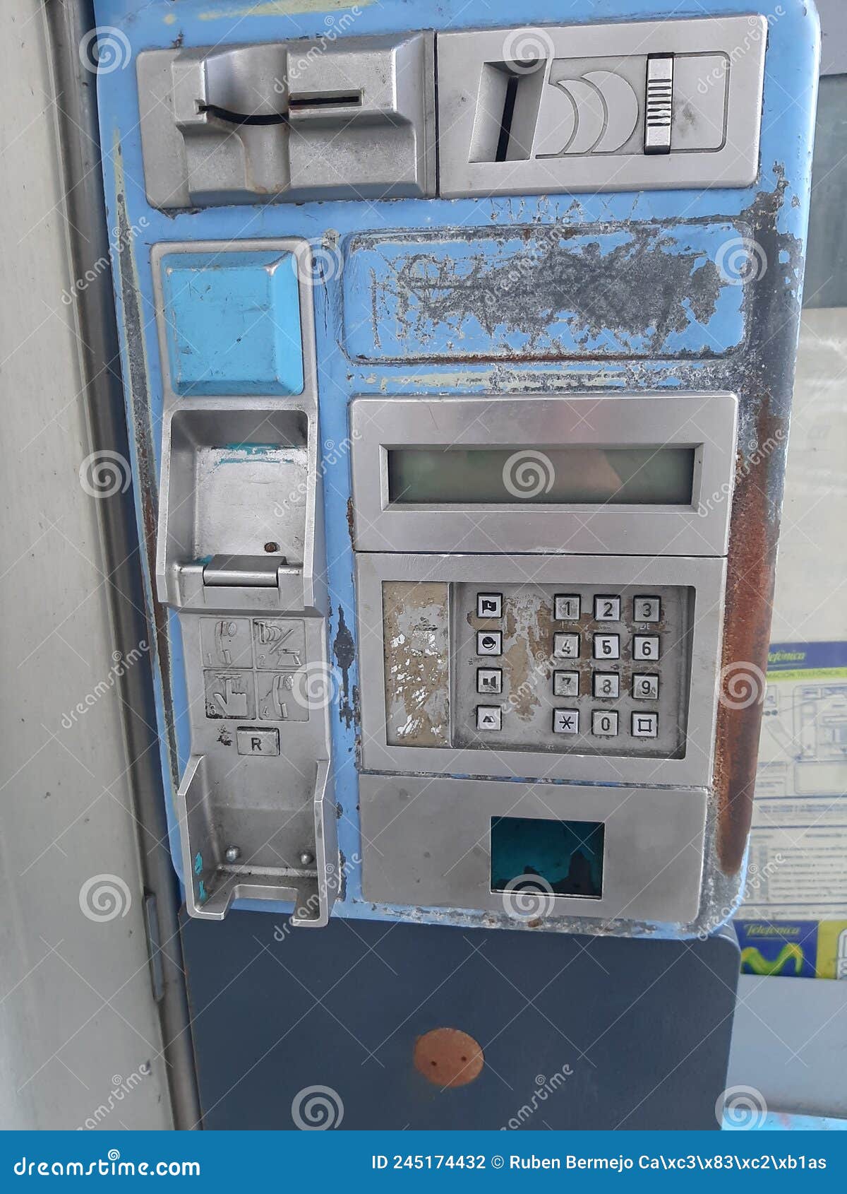 Old Abandoned Blue Coin Operated Pay Phone Stock Photo - Image of ...