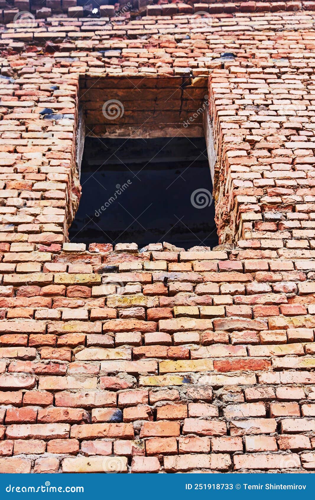 Old Abandoned Brick House with Windows without Frames Stock Image ...