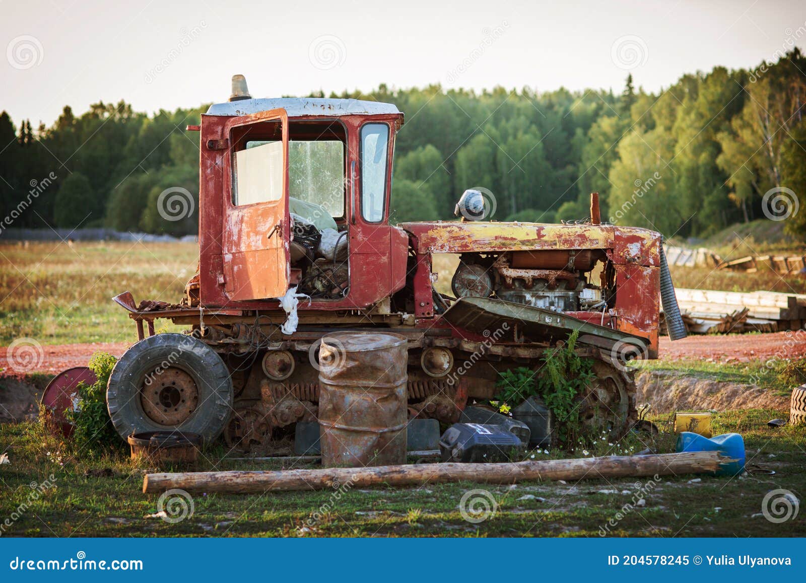 Old Abandoned Broken Tractor on a Farm Stock Image - Image of nature ...
