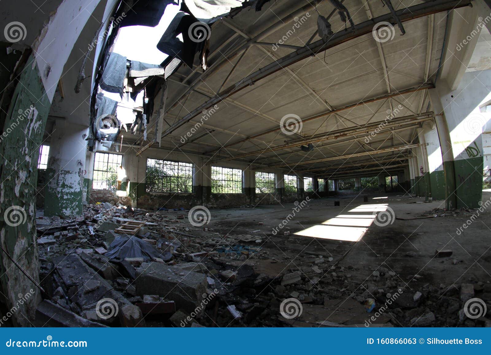 Old Abandoned and Broken Room, Warehouse Hall Stock Image - Image of ...