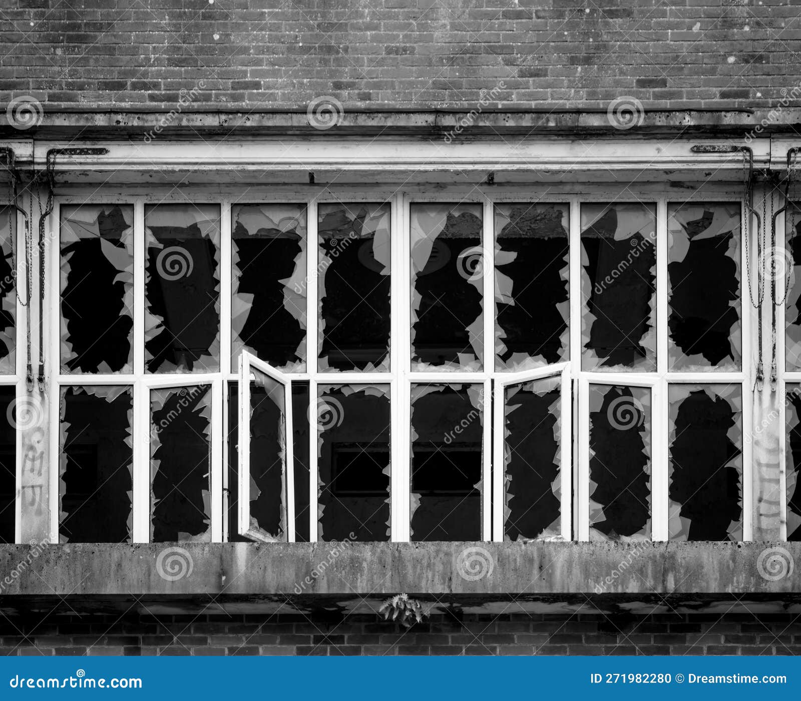 Old Abandoned Building with Broken, Smashed, Windows. Stock Photo ...