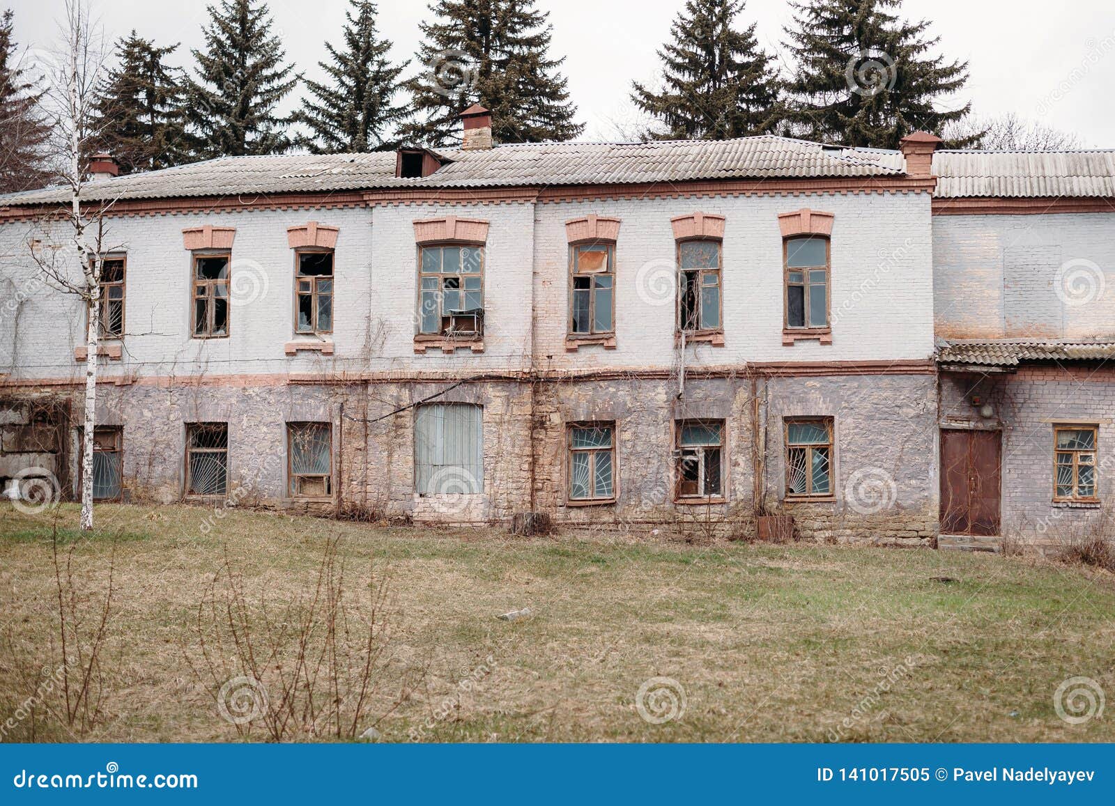Old Abandoned the Building in Outdoors Stock Image - Image of factory ...