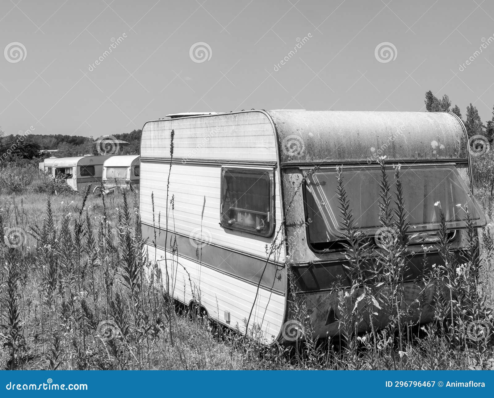 Old Abandoned Caravan in the Nature Stock Image - Image of house, home ...