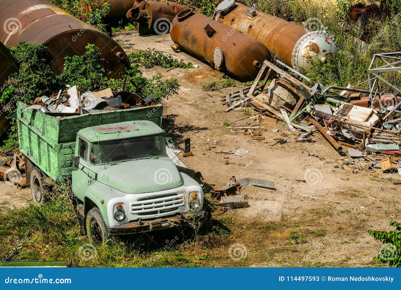 Abandoned Cargo Truck at a Metal Dump Stock Image - Image of junk ...