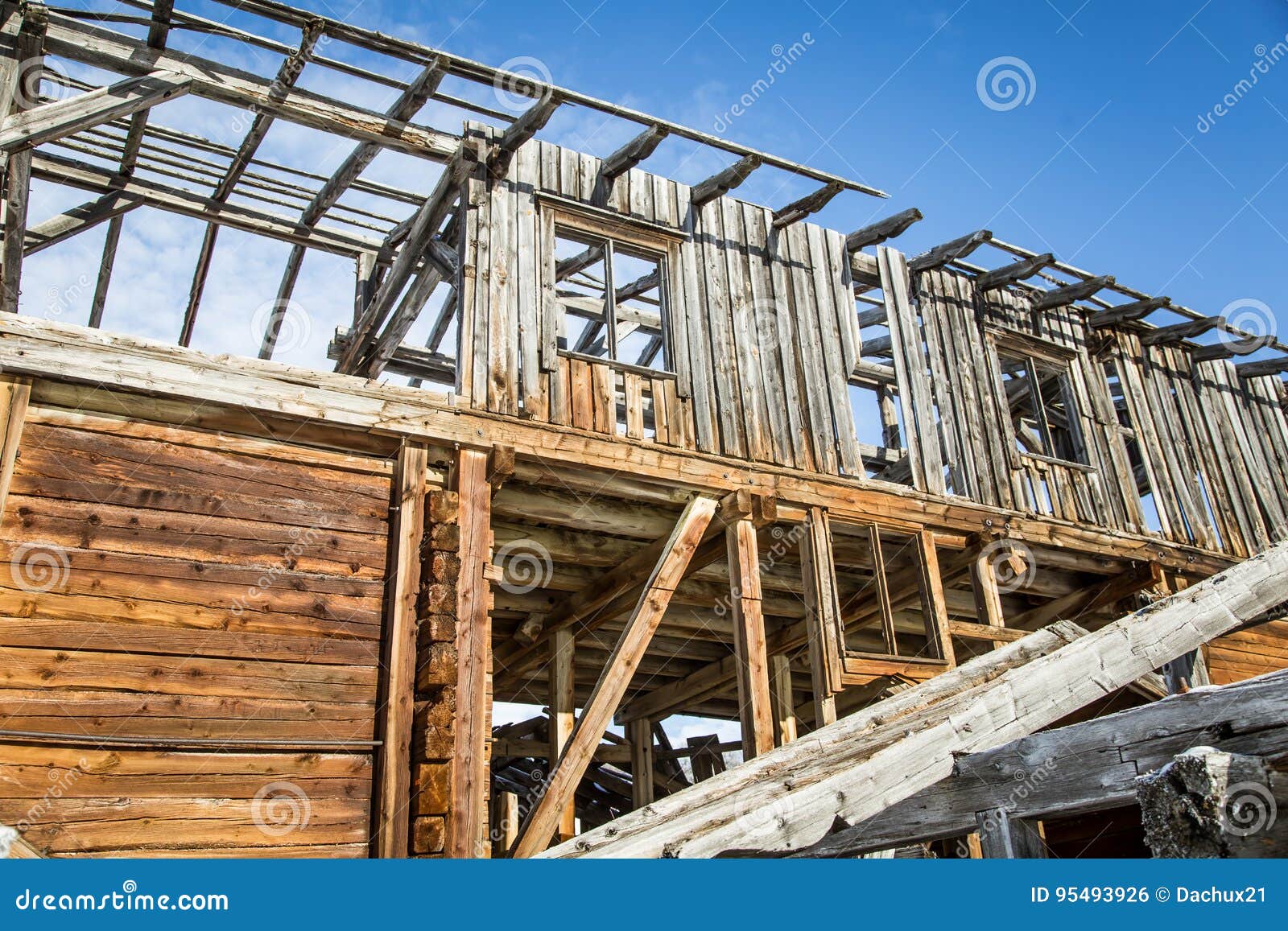 An Old, Abandoned Copper Mine Building in the Snowy Landscape Stock ...