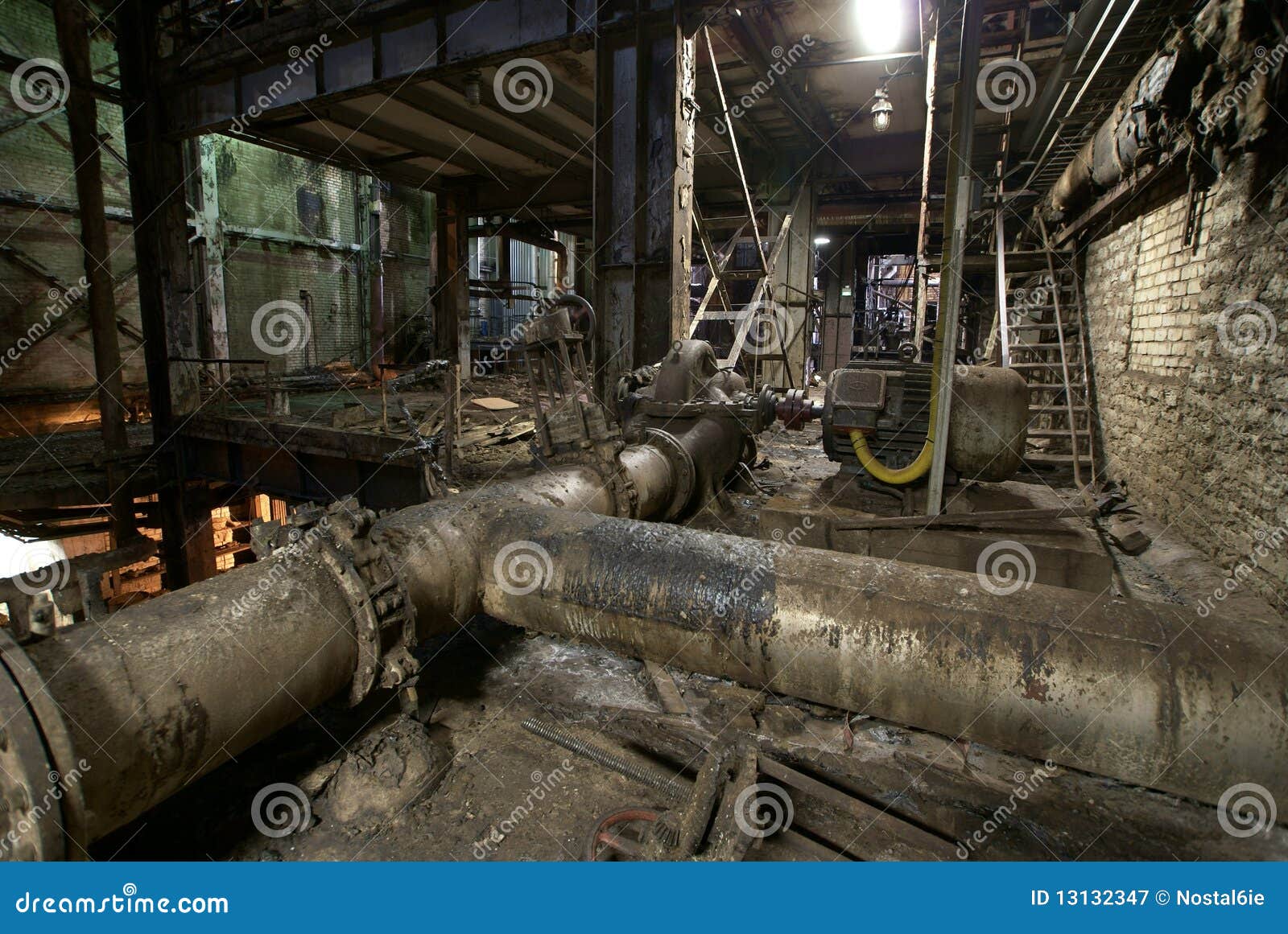 Old abandoned dark factory stock image. Image of jail - 13132347