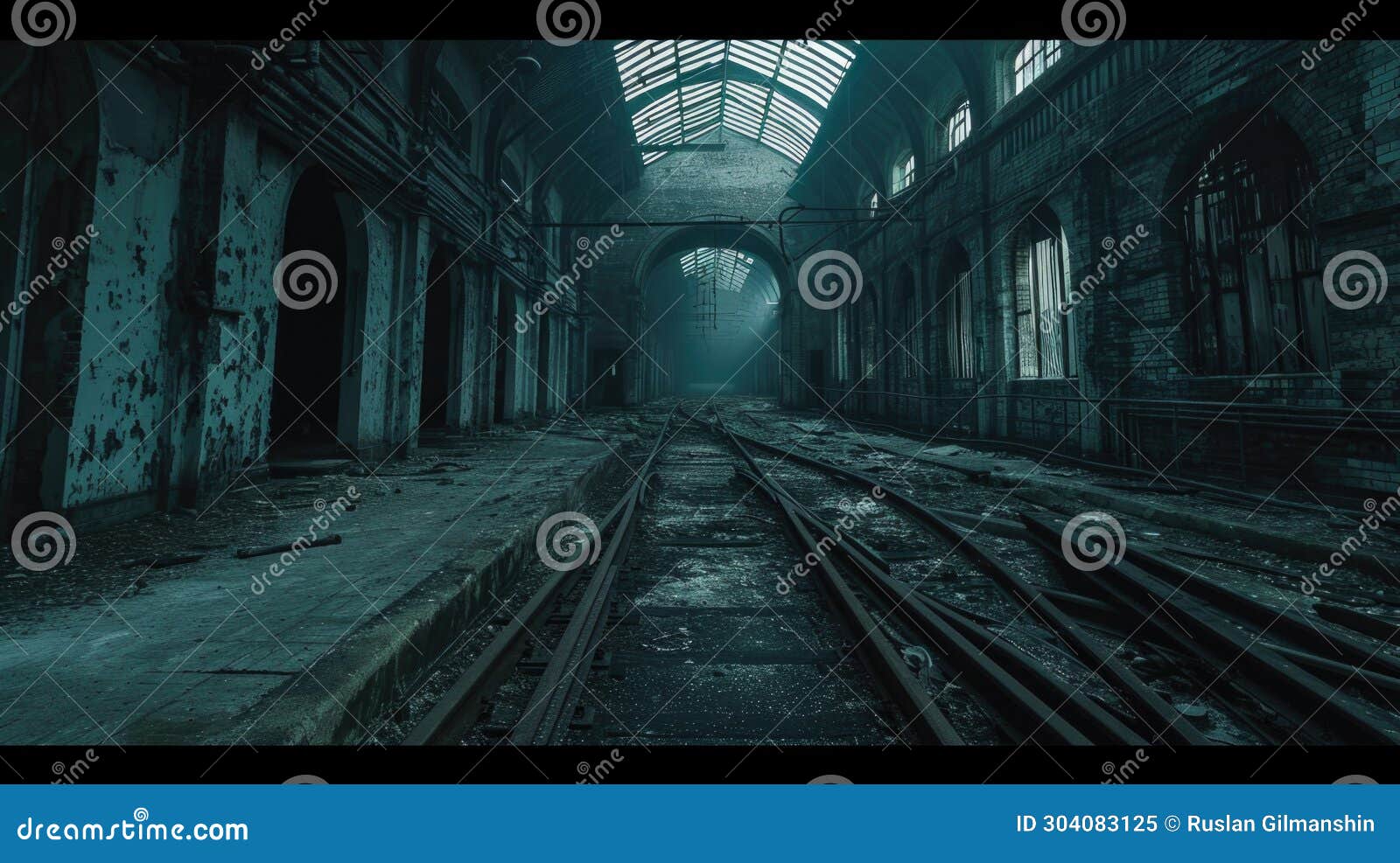 Old Abandoned Dark Train Station Stock Image - Image of grunge ...