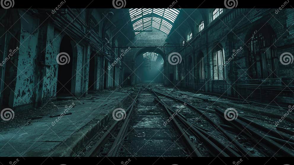 Old Abandoned Dark Train Station Stock Image - Image of grunge ...