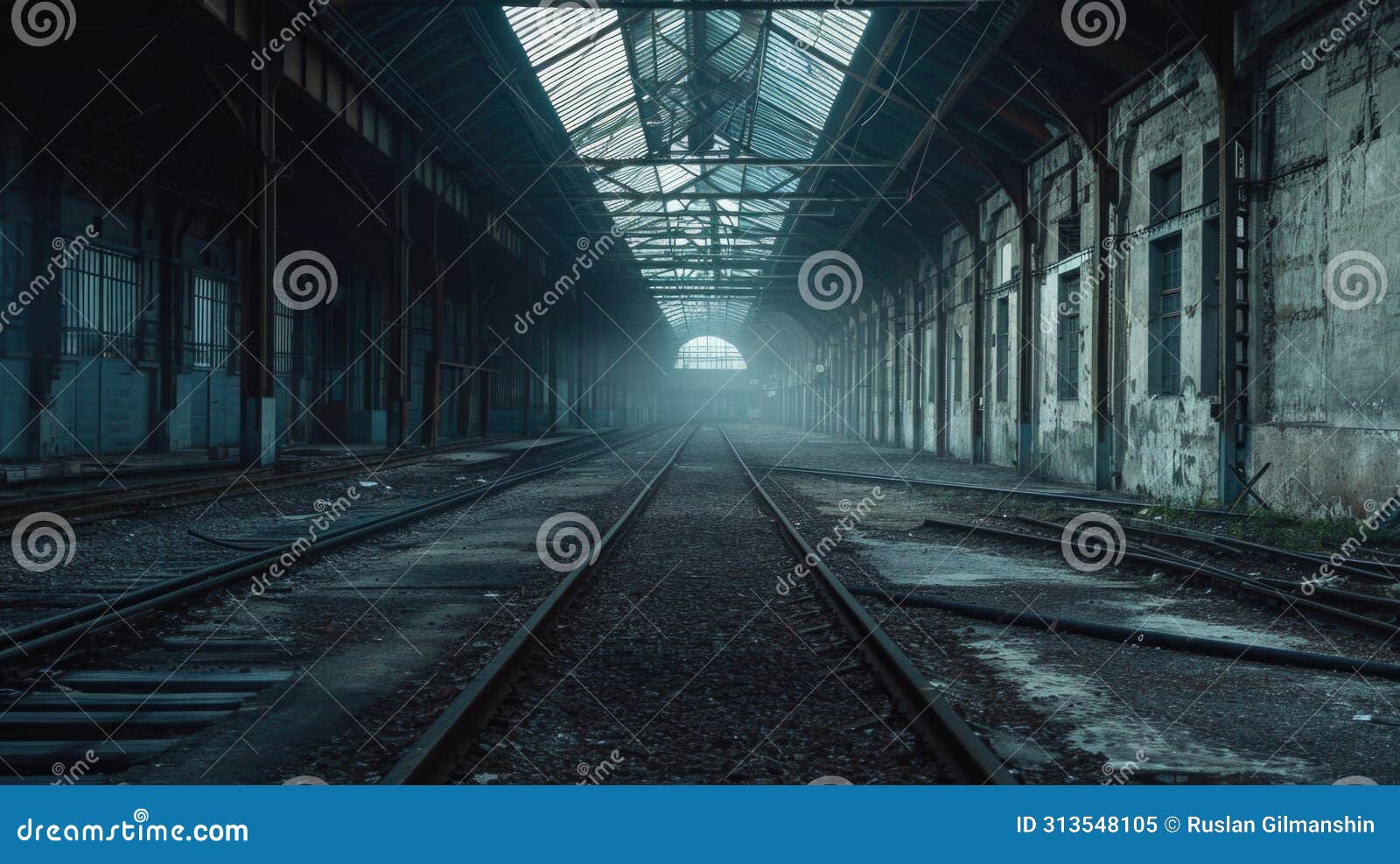 Old Abandoned Dark Train Station Stock Image - Image of empty, grunge ...