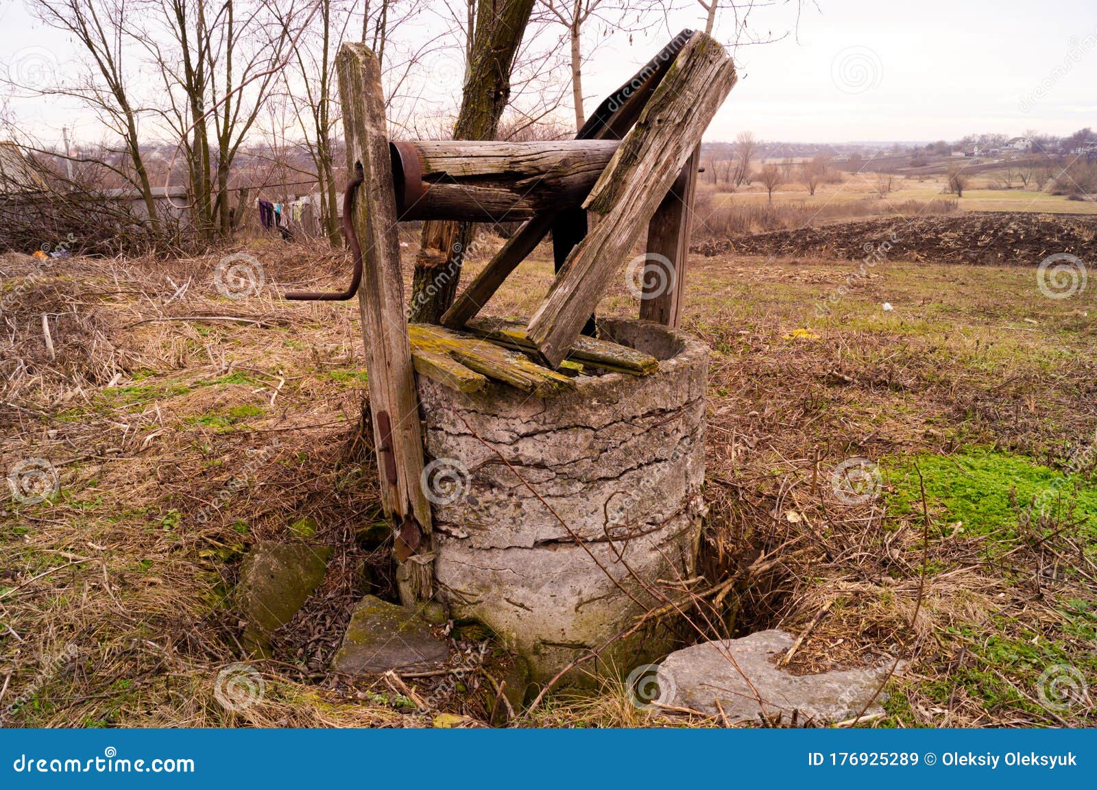 Old, Abandoned and Destroyed Well. Abandoned Source in the Village ...
