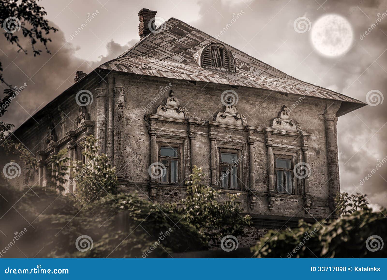 Old Abandoned Empty House in Forest Stock Photo - Image of halloween ...