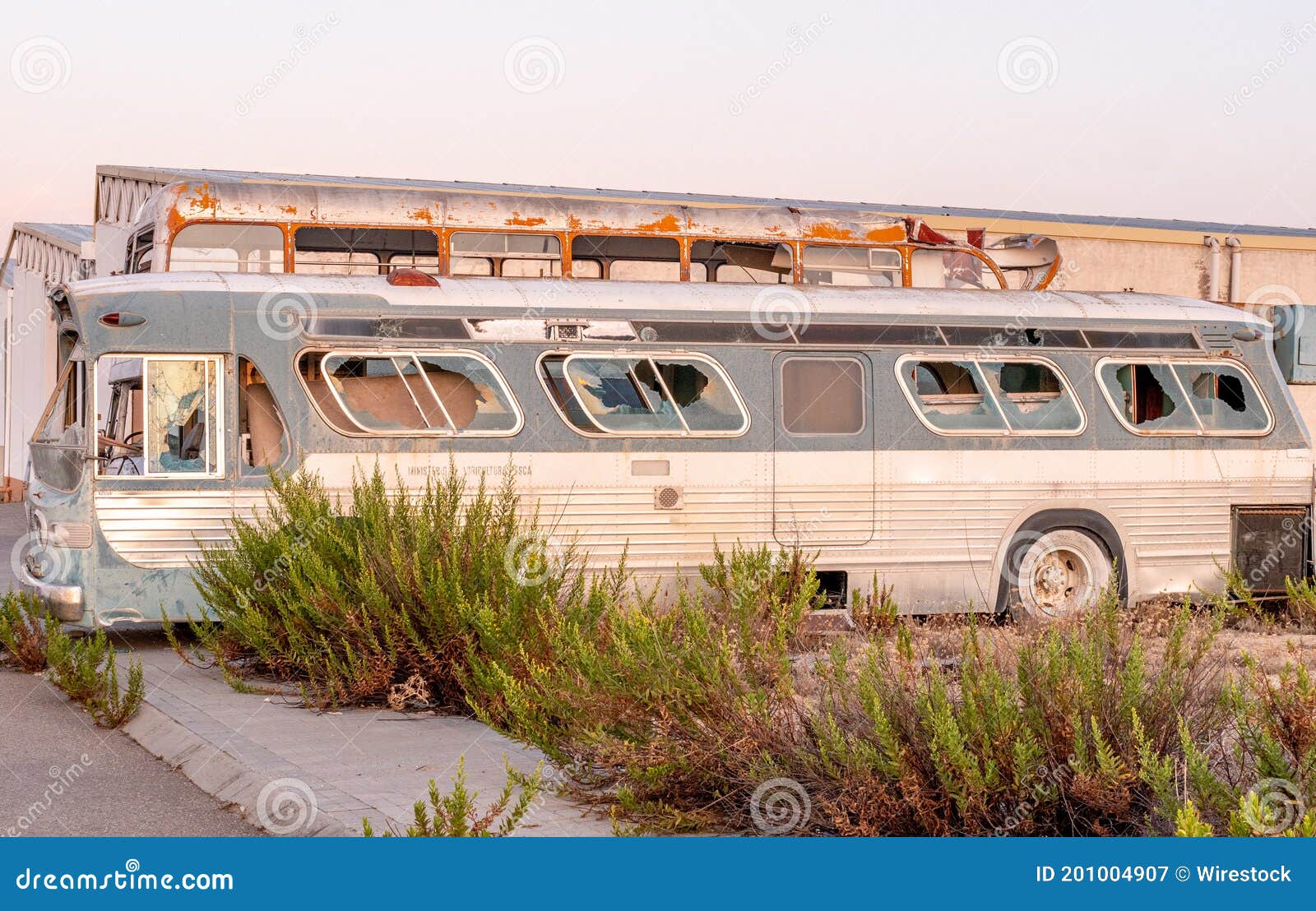 Old Abandoned Empty Retro Bus Stock Image - Image of travel, vehicle ...
