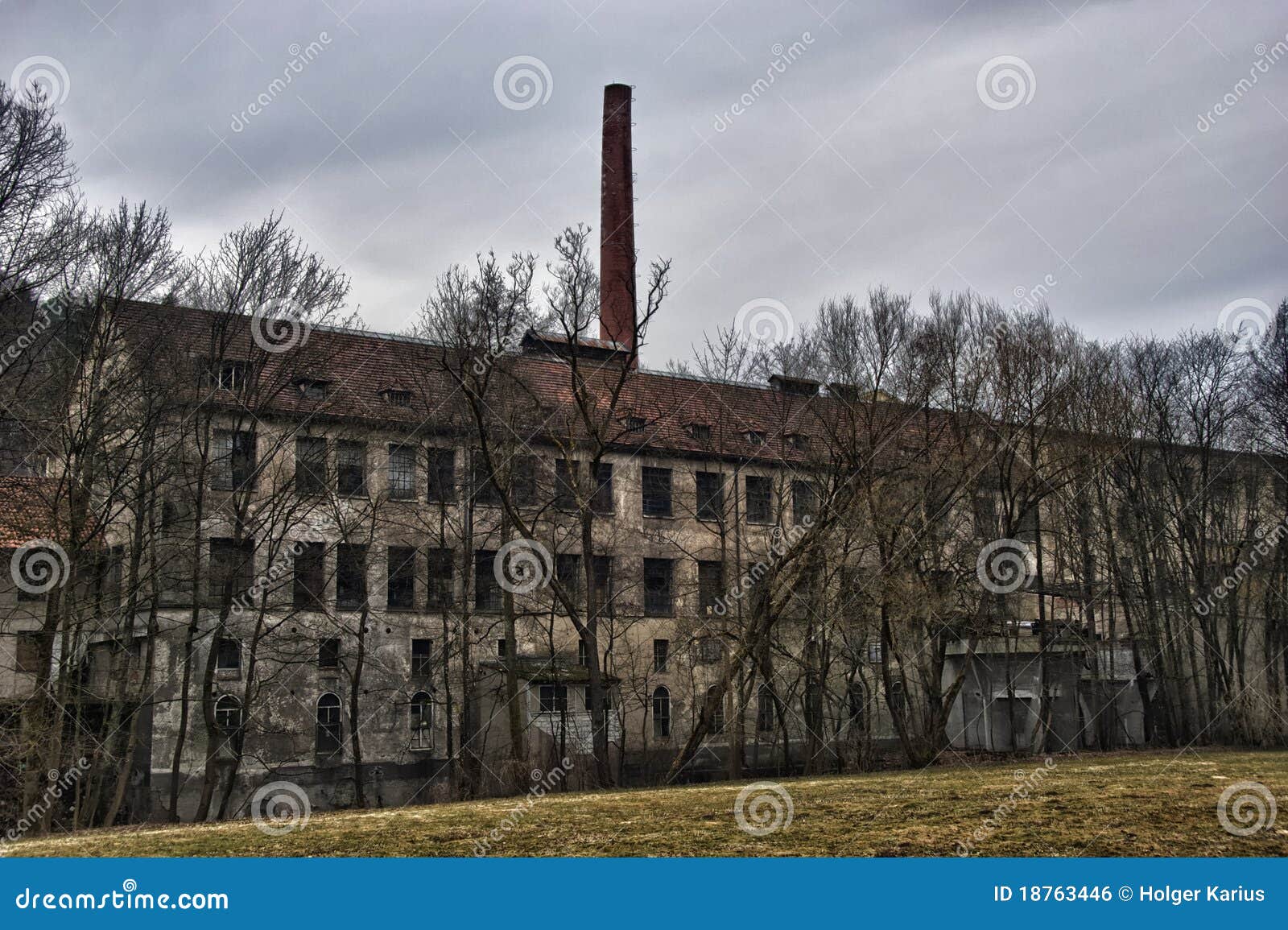 Old abandoned factory stock photo. Image of windows, trees - 18763446