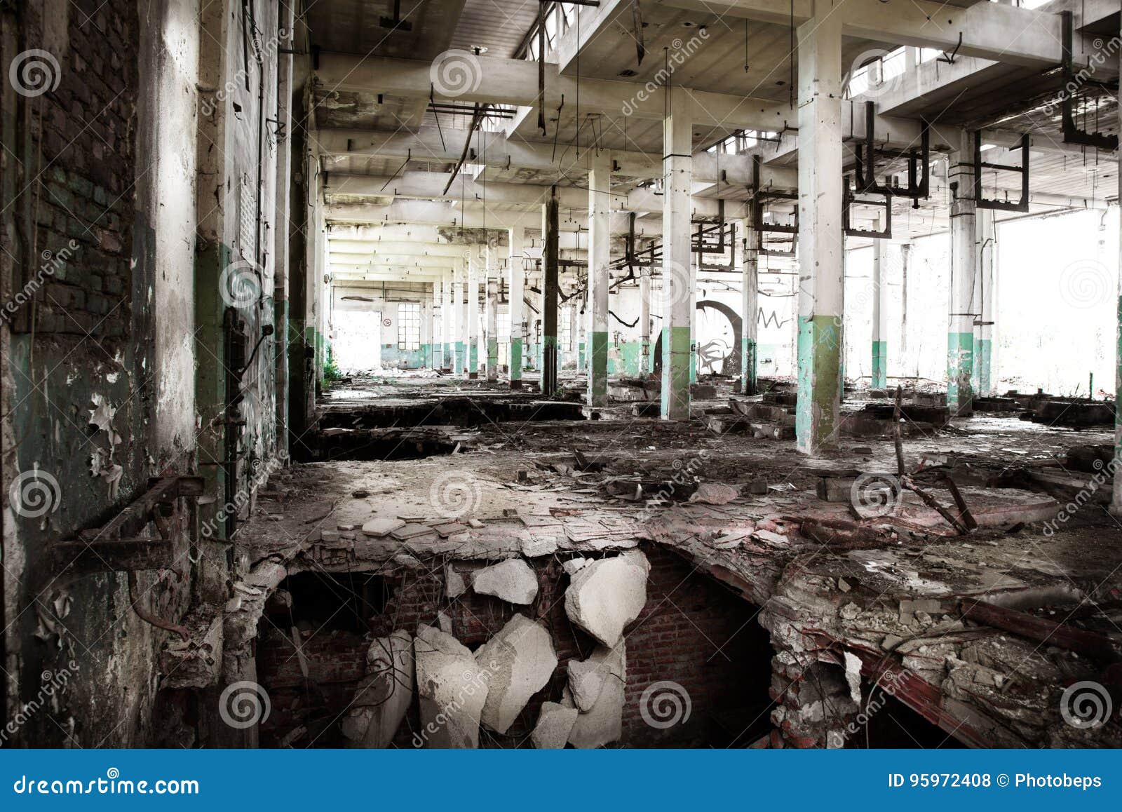 Old abandoned factory stock photo. Image of destruction - 95972408