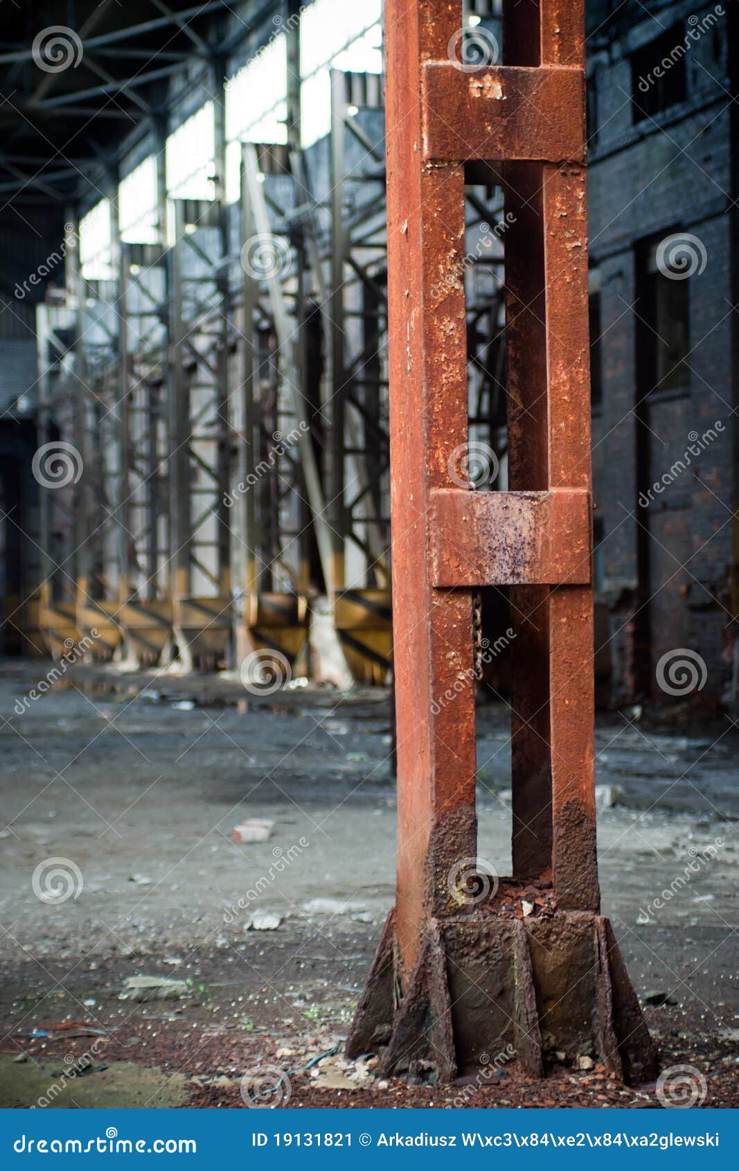 Old Abandoned Factory Metal Pole Stock Image - Image of heavy, aged ...
