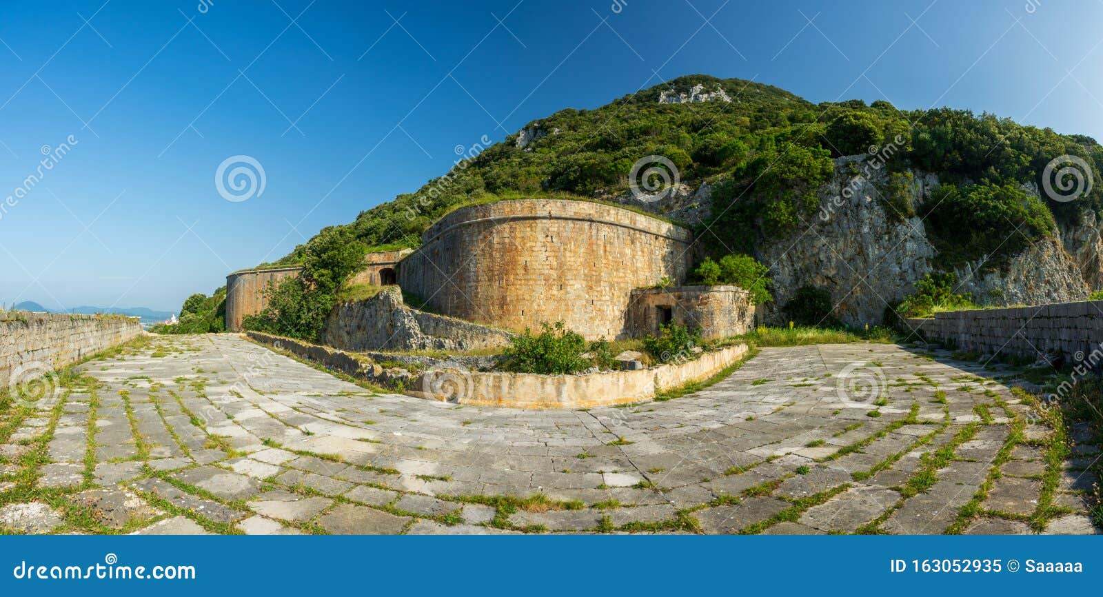 Old Abandoned Fort Near the Ocean Panorama Stock Image - Image of fort ...