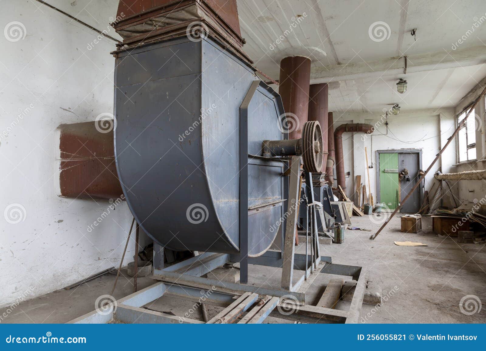 An Old Abandoned Hall with Ventilation Equipment Stock Image - Image of ...