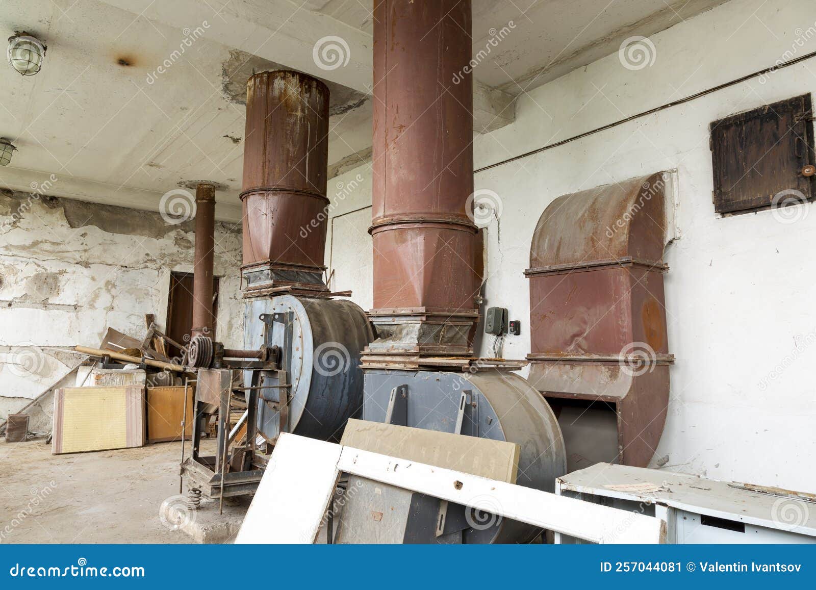 An Old Abandoned Hall with Ventilation Equipment Stock Image - Image of ...