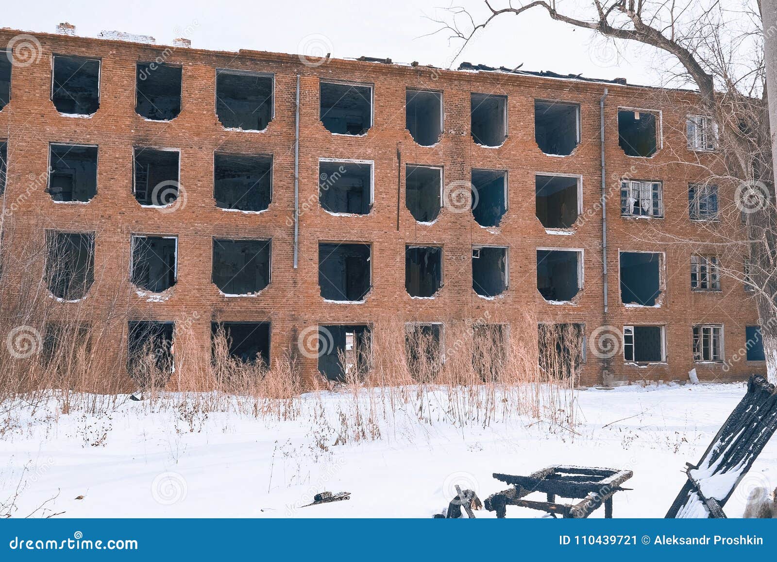 Old Abandoned House of Red Brick without Windows Editorial Photo ...