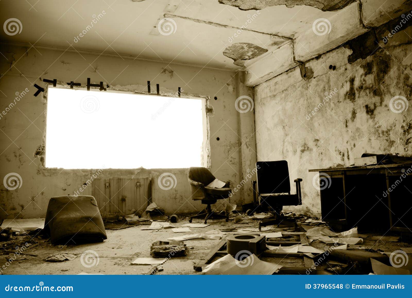 Abandoned Office Room With The Scene Of Decay Royalty-Free Stock ...