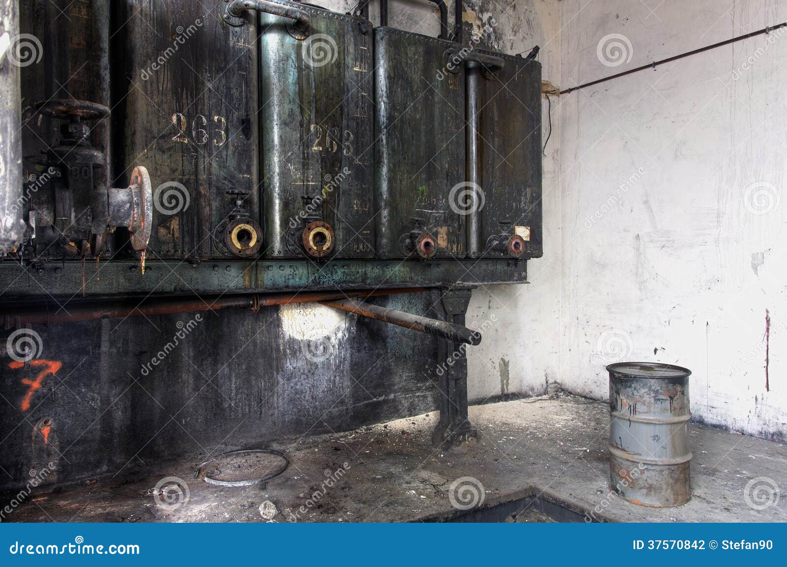 Old Abandoned Paint Factory Stock Photo - Image of isolated, container ...
