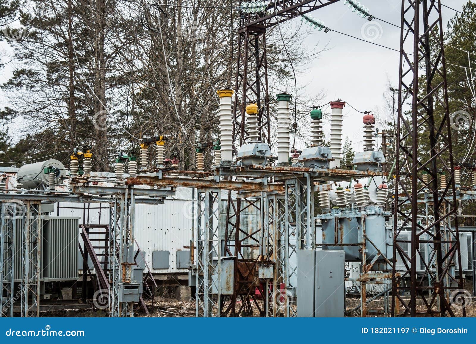 Old Abandoned Power Plant with Rusty Wires, Structures Stock Image ...