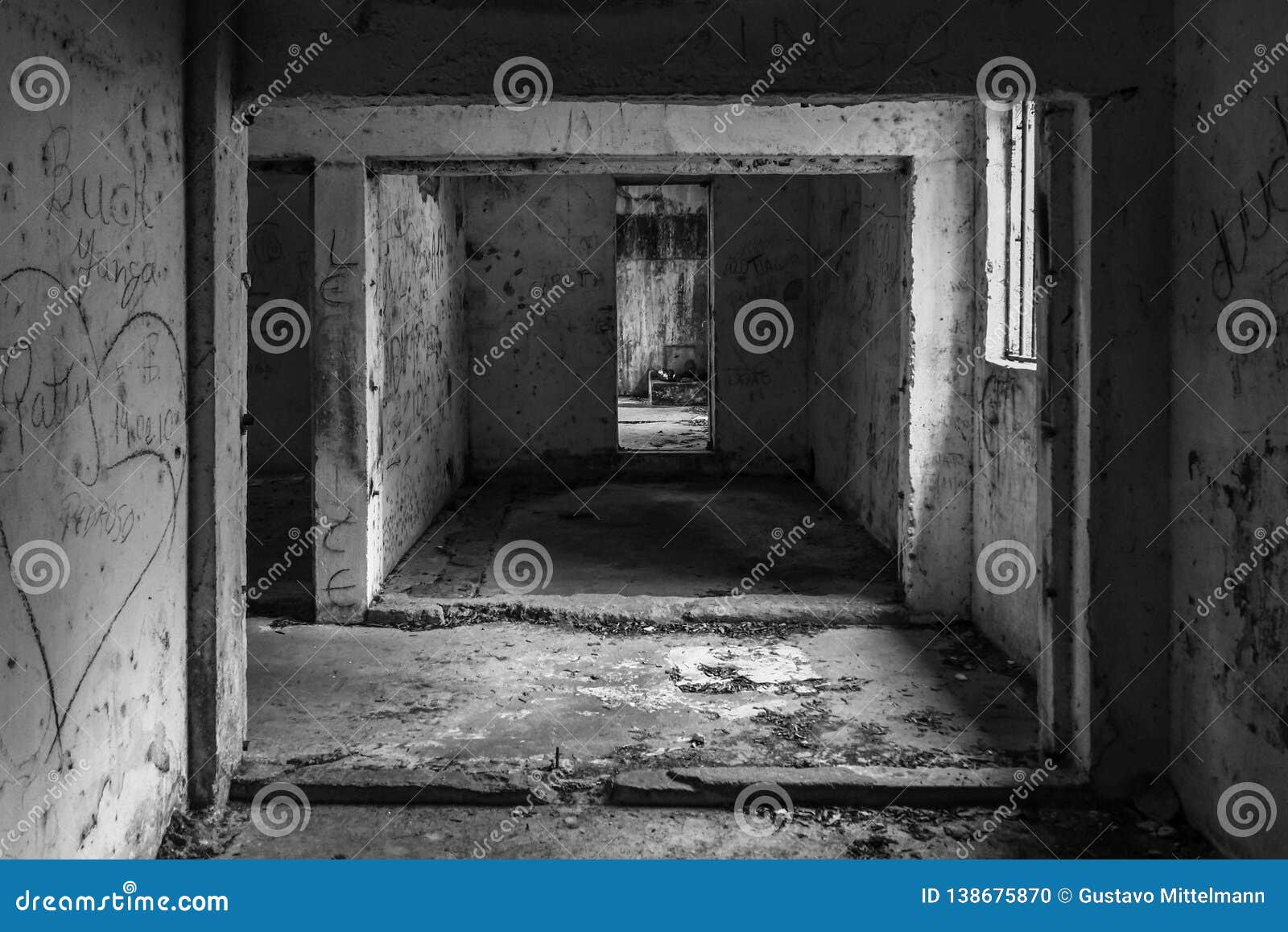Old abandoned prison hall stock photo. Image of history - 138675870