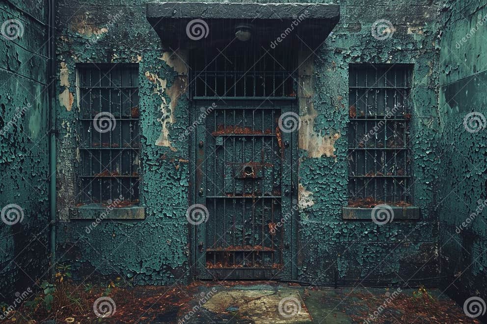 An Old Abandoned Prison. a Room with Bars Stock Image - Image of ...