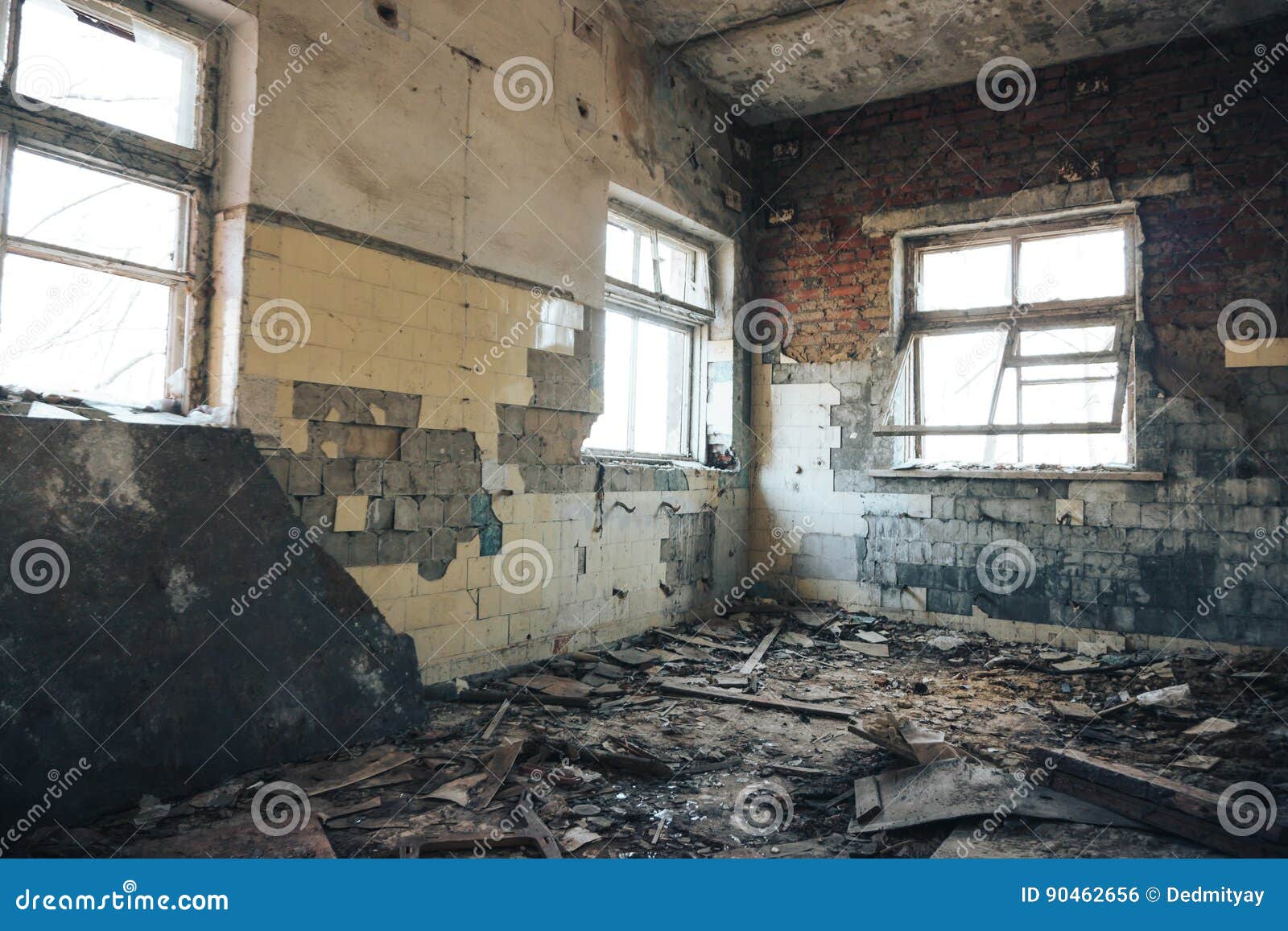Old Abandoned Production Building, Interior Inside Stock Photo - Image ...