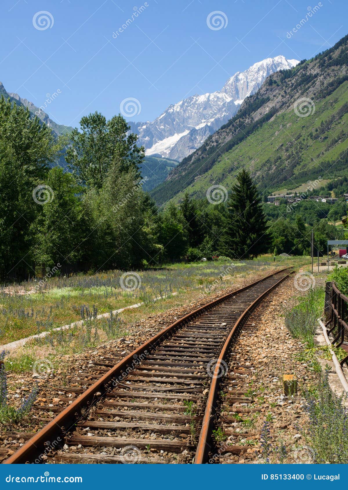 Old Abandoned Railroad Tracks between the Mountains Stock Photo - Image ...