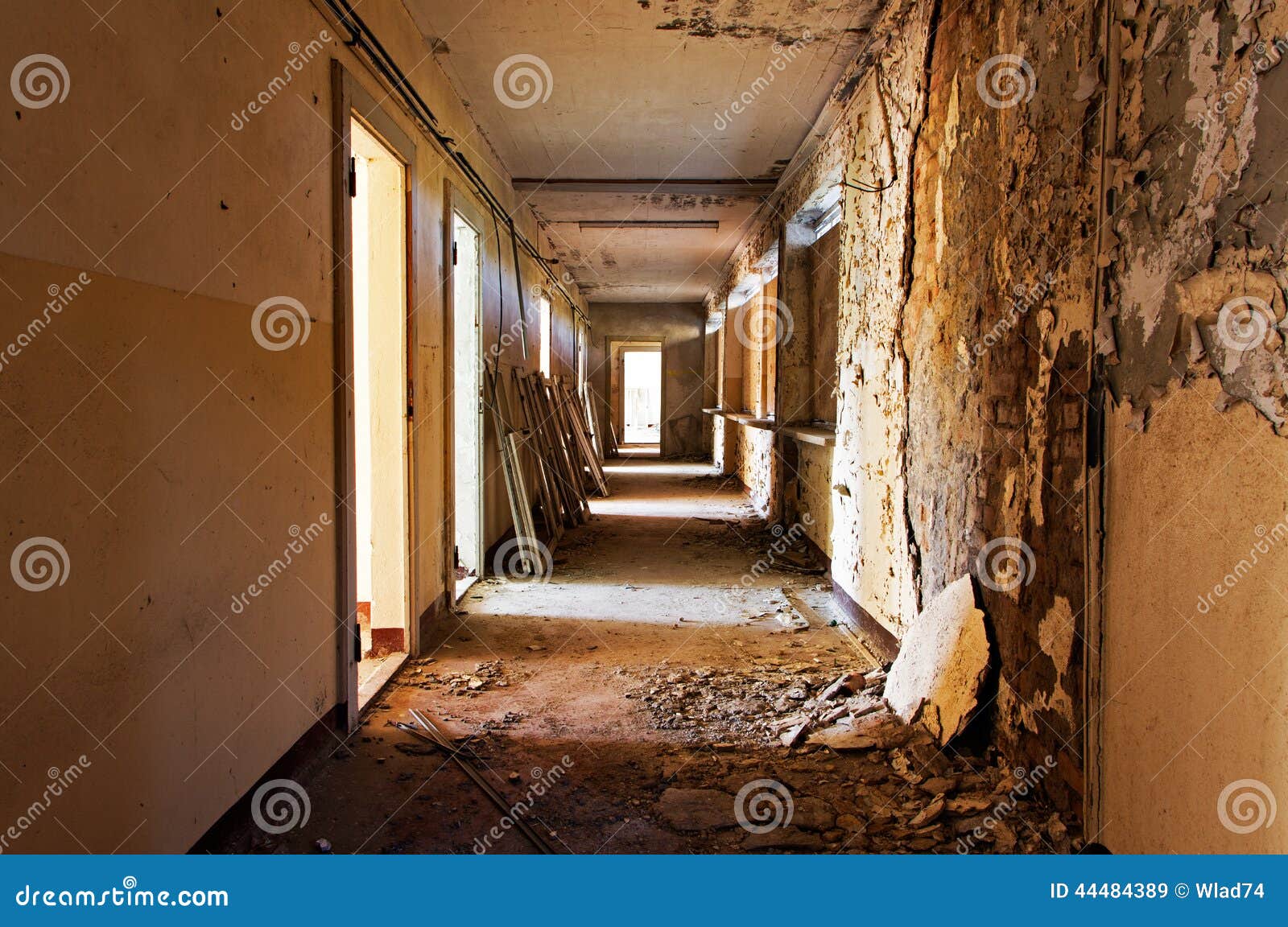 Old Abandoned Room and Corridor of a Building Stock Image - Image of ...