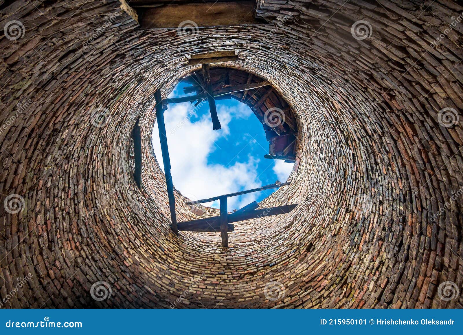An Old Abandoned Round Brick Water Tower. Inside View Stock Image ...