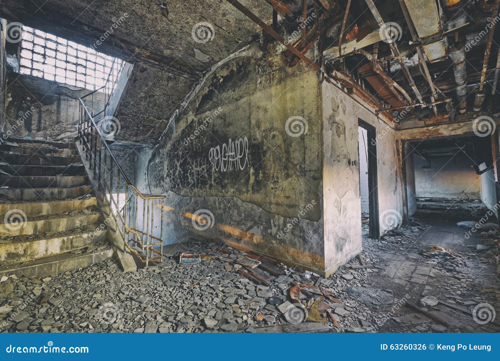 Old Abandoned Ruin Factory Damage Building Stock Photo - Image of dirty ...