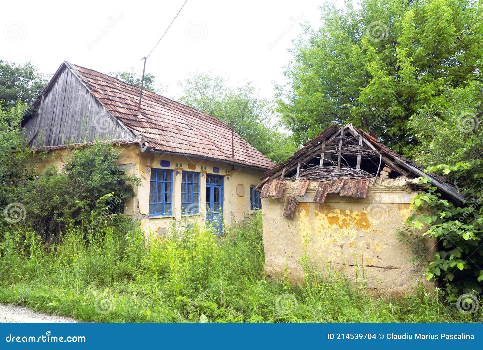 Old Abandoned Rustic Old House with Roof Tiles Stock Photo - Image of ...