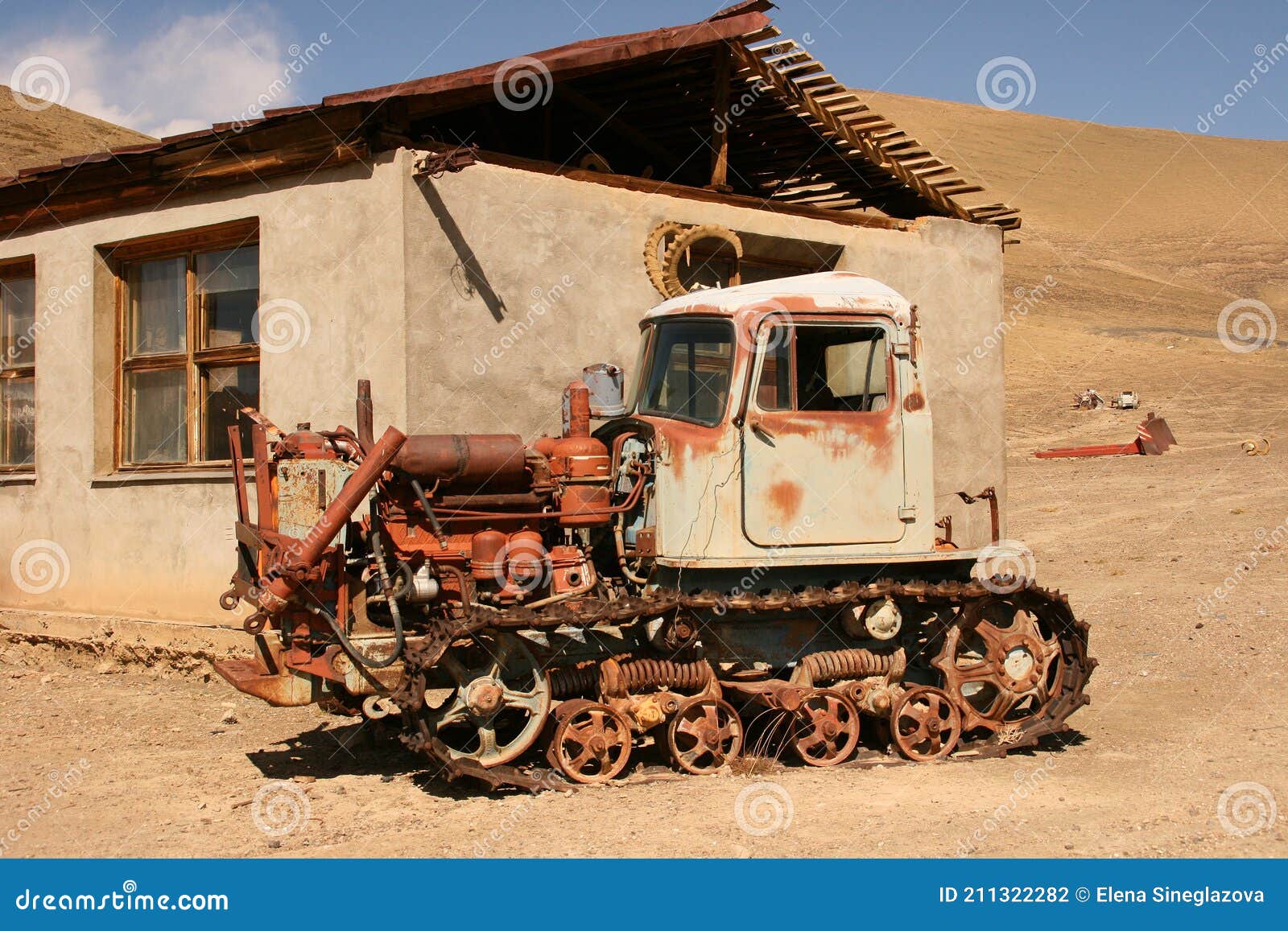 Old Abandoned Rusty Broken Dozer at the Pamir Highway in Tajikistan ...