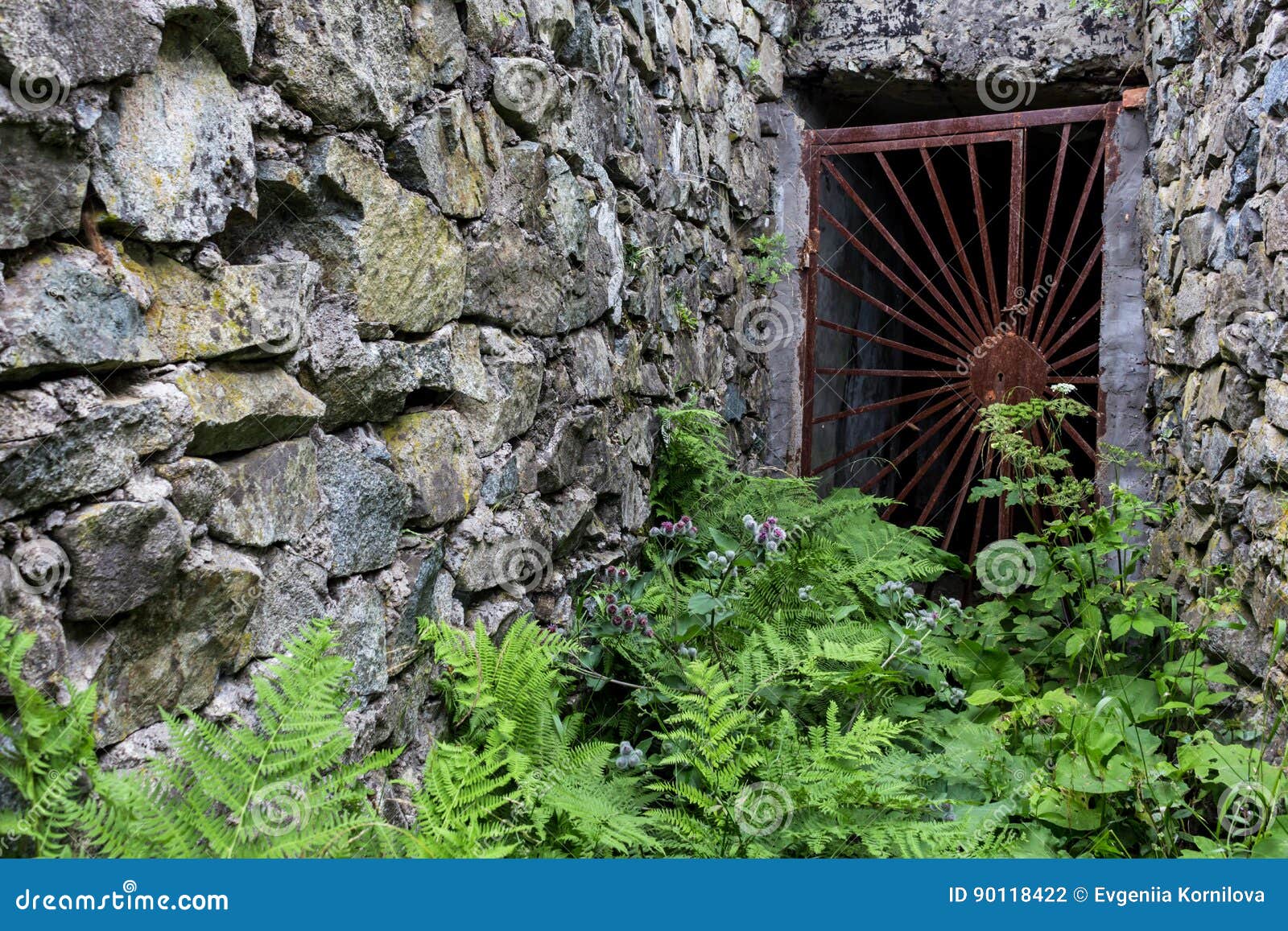 Rusty Grating Around The Football Field Opposite The Rusty Gate Stock ...