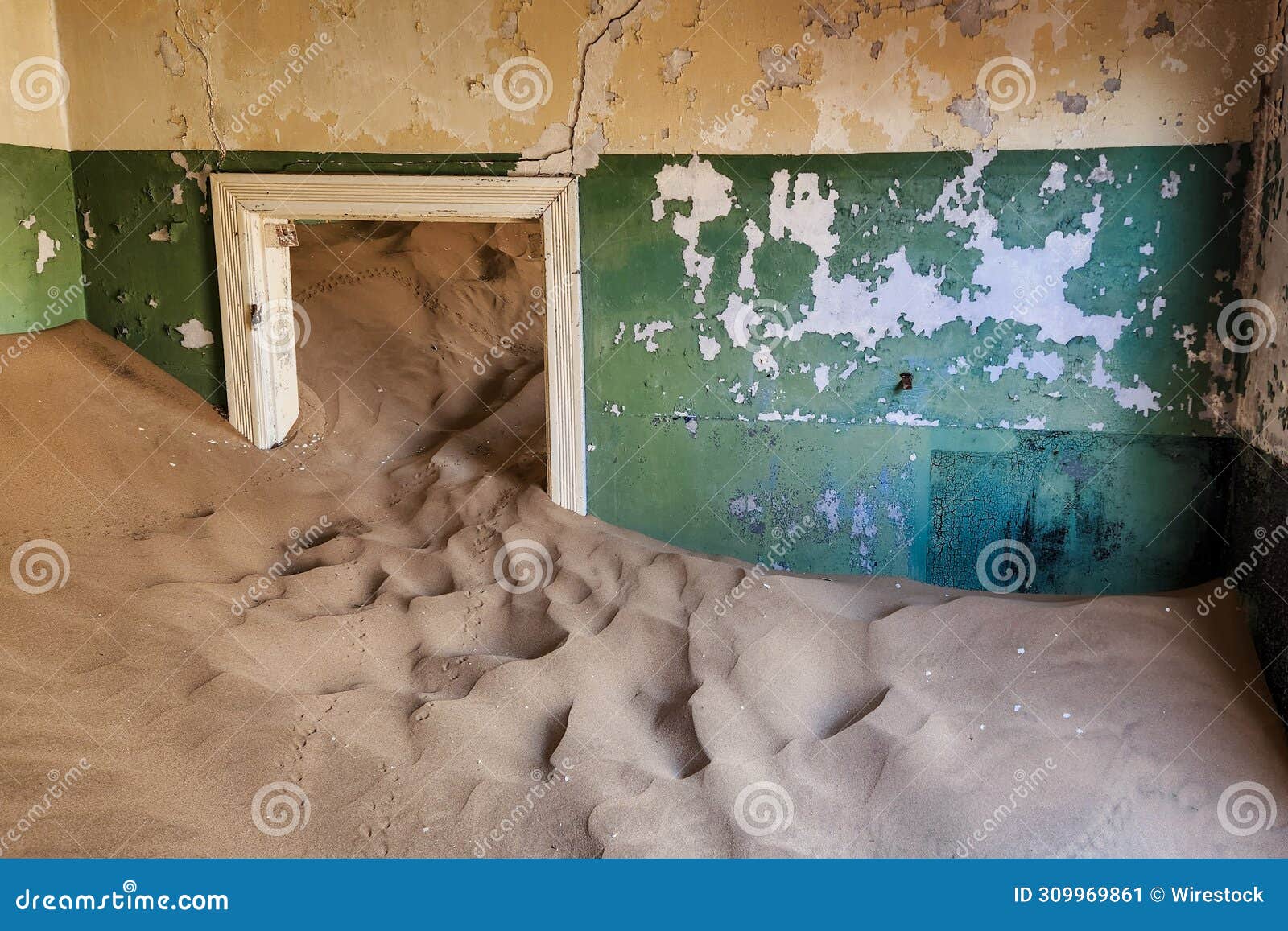Old, Abandoned Sand-filled Building in the Desert. Kolmanskop, Namibia ...