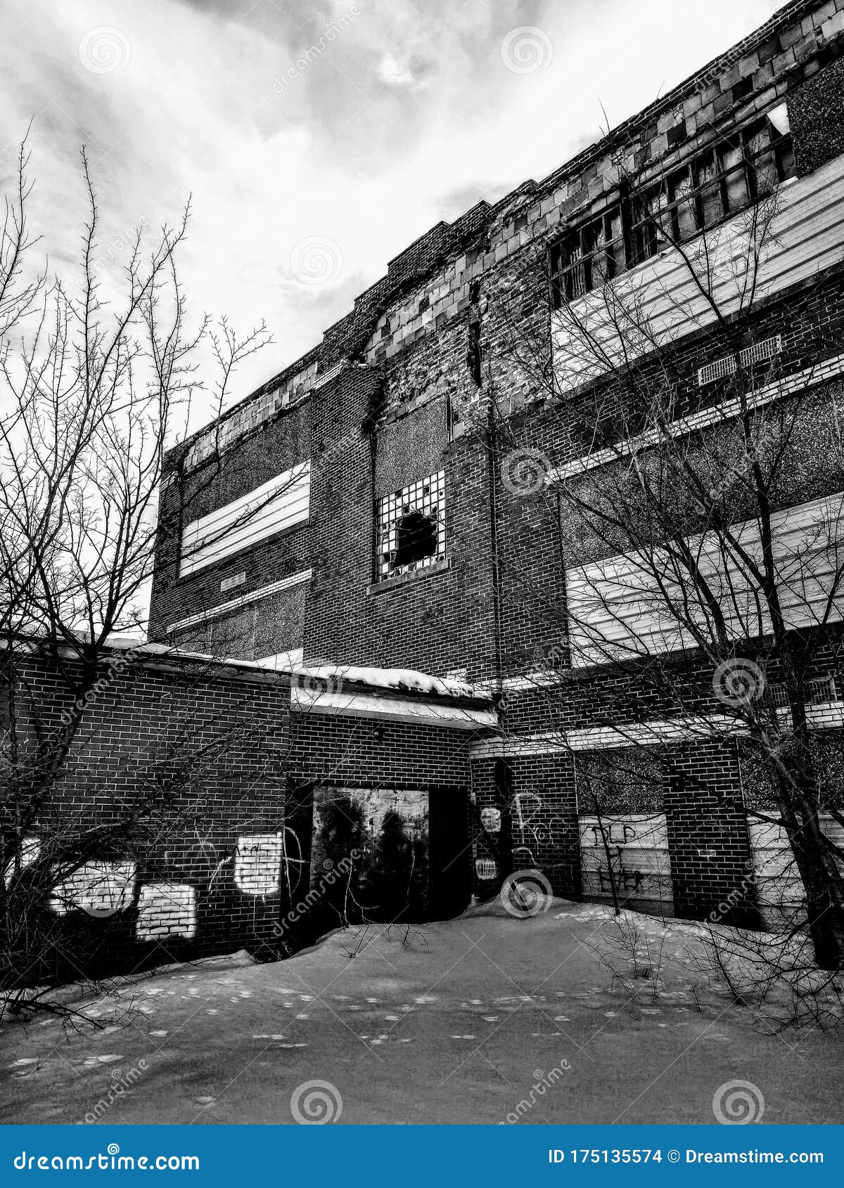 Creepy School Classroom With Desks, Blue And White Fog And Ghostly ...