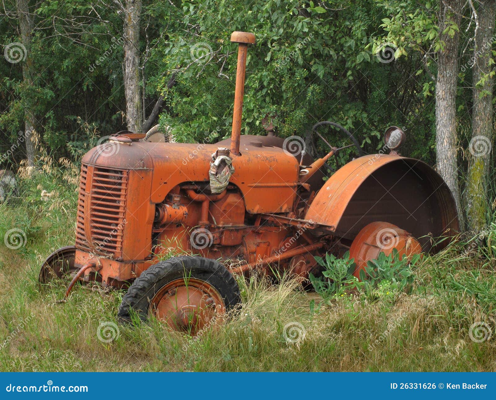 Old Abandoned Small Farm Tractor Stock Photo - Image of country, orange ...