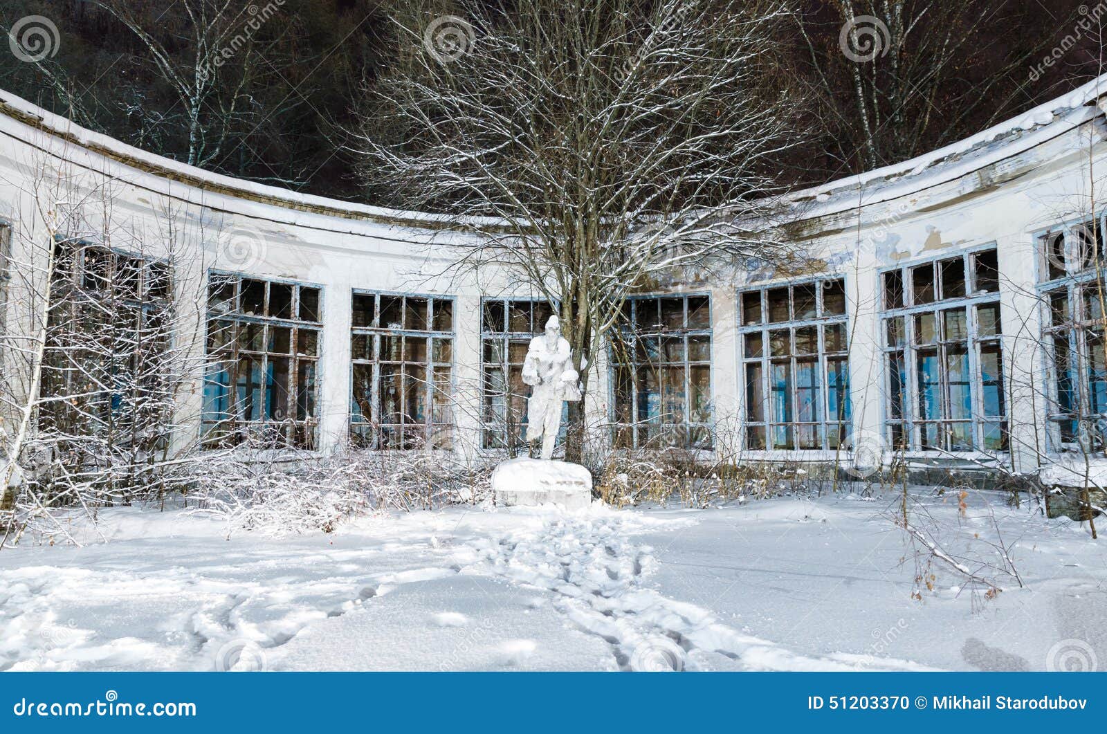 Old Abandoned Soviet Statue and Building Stock Photo - Image of town ...